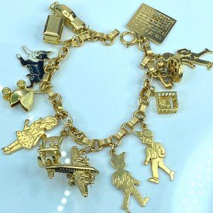 Jewelry | 14k Gold Enamel Mechanical Gem Charms In Fancy Charm Bracelet 364g 725 Jr8122 | Poshmark
